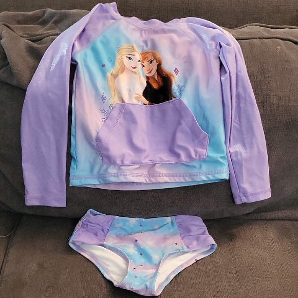 Disney | Swim | Disney Frozen Kids Swim Set Purple And Blue | Poshmark